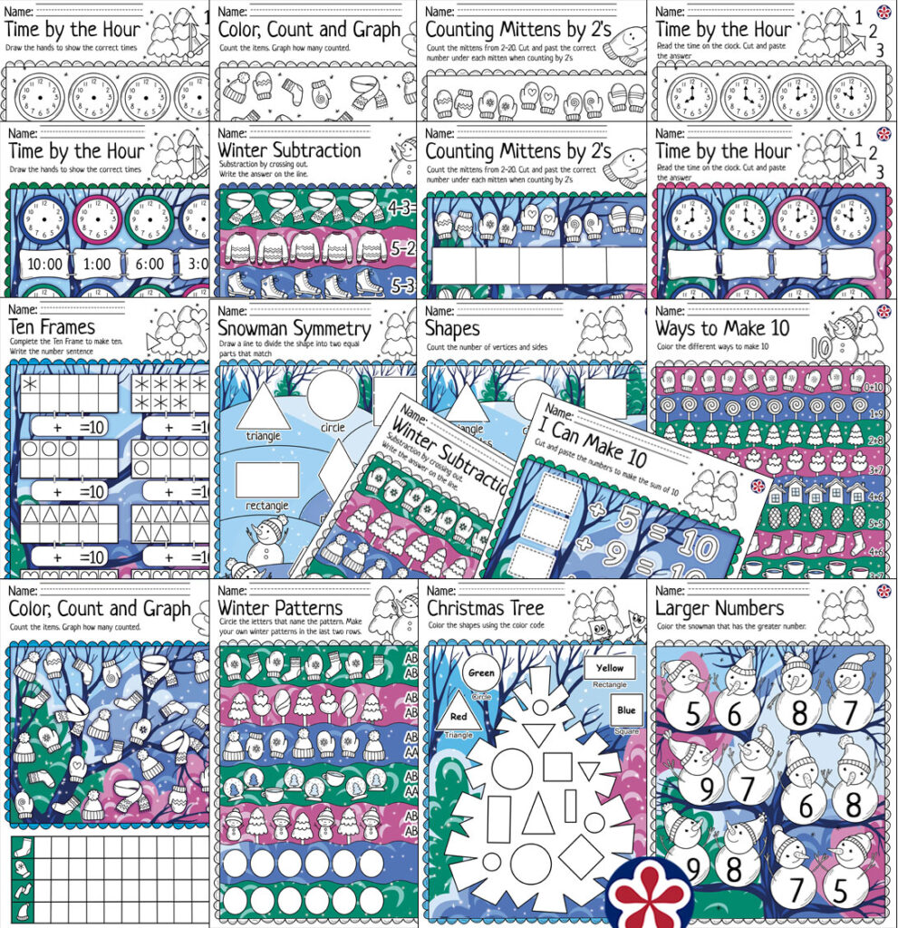 Winter Math Activity Packet. Worksheets for Kindergarten | BuyLapbook