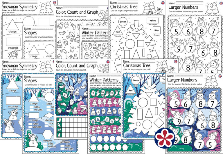 Winter Math Activity Packet. Worksheets for Kindergarten | BuyLapbook
