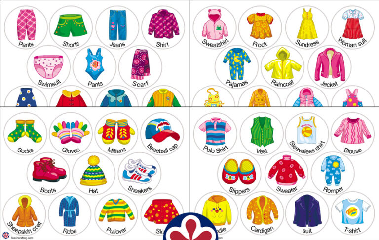 Clothing Theme Pictures Printable for Preschoolers | BuyLapbook