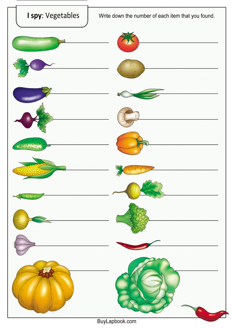 I Spy Game. Free Vegetables Theme Activities and Printables for ...